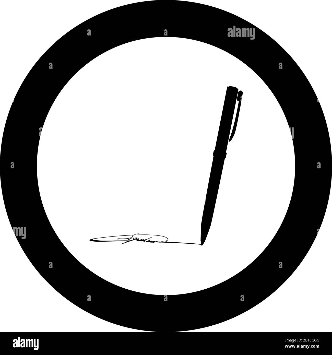 Signature using pen Ink writing concept icon in circle round black ...