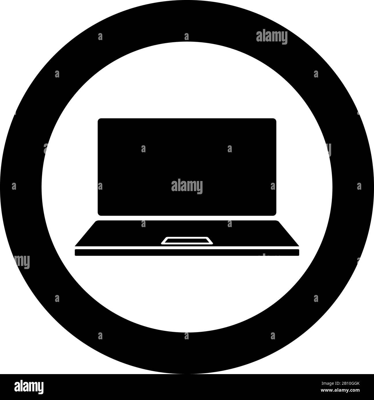 Laptop icon in circle round black color vector illustration flat style ...