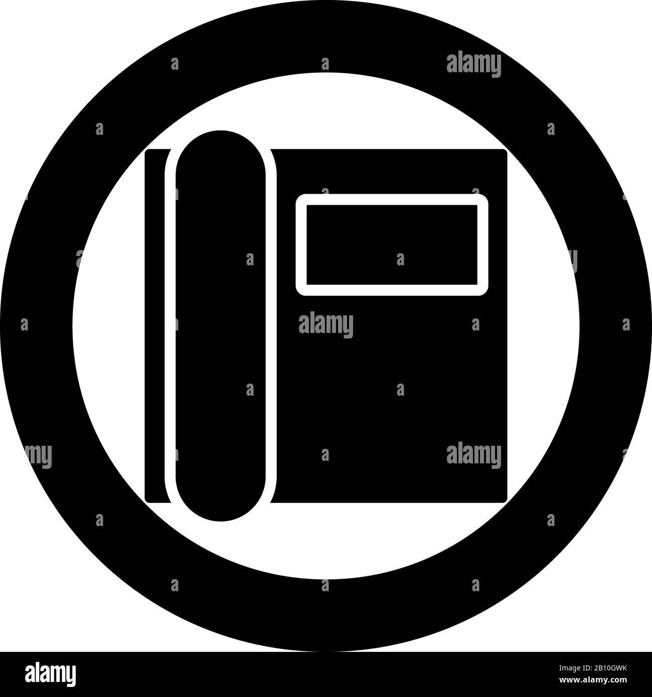 Phone fax machine for office using icon in circle round black color ...