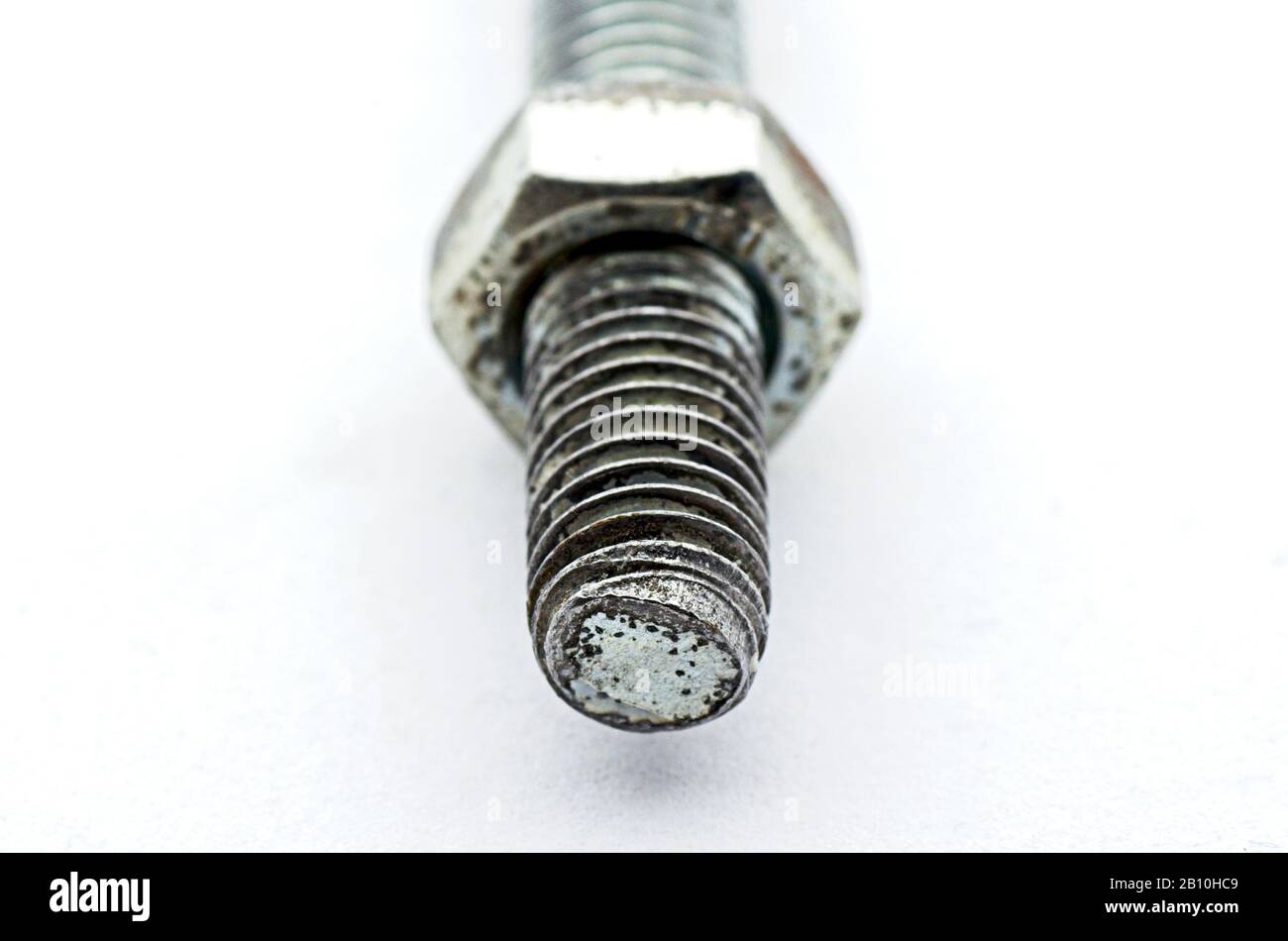 Steel pigtail screw hook on white background. Safety piece of hardware ...