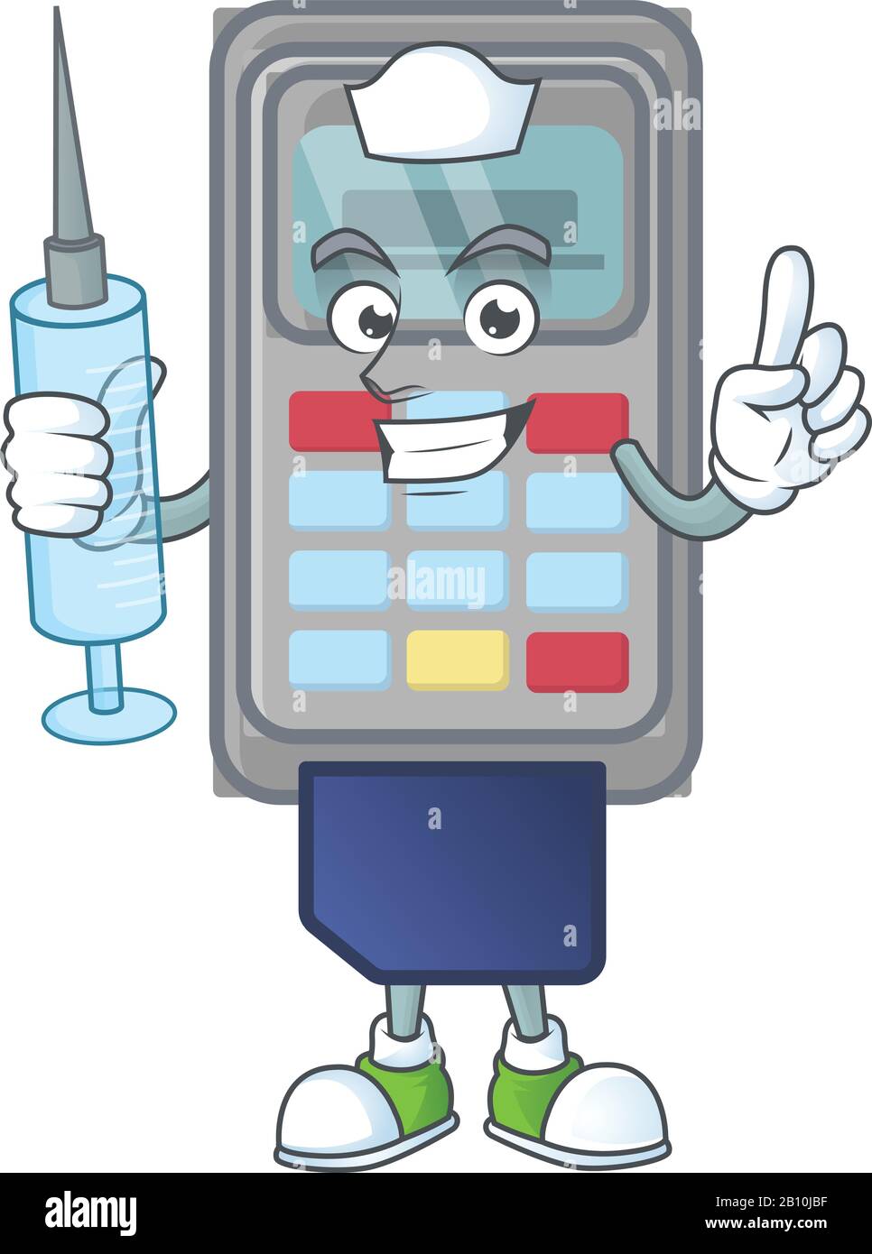 Smiley Nurse POS machine cartoon character with a syringe Stock Vector ...