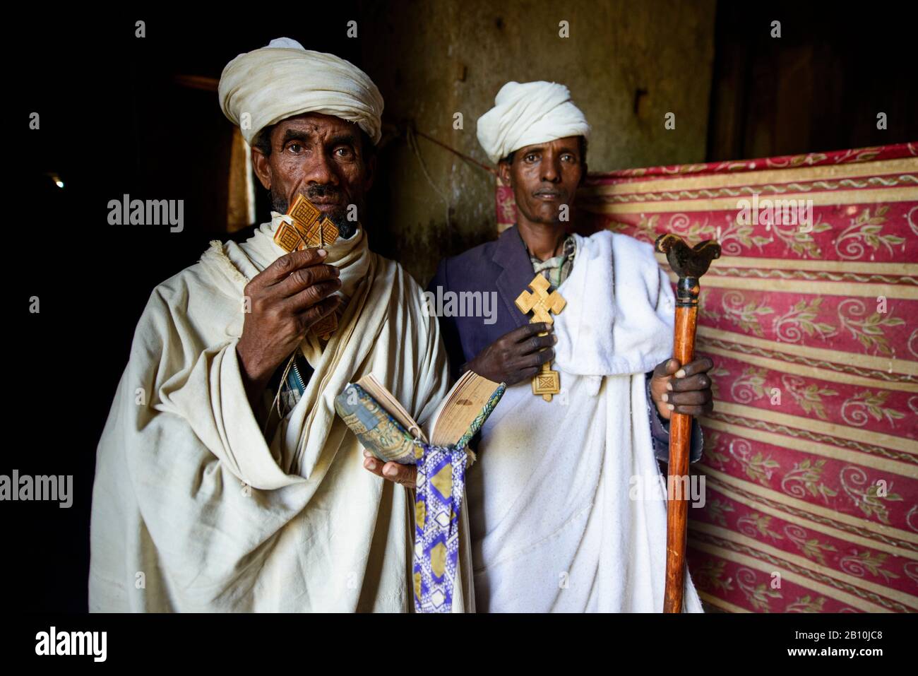 Priests of the Ethiopian Orthodox Church pray, Tigray, Ethiopia Stock ...