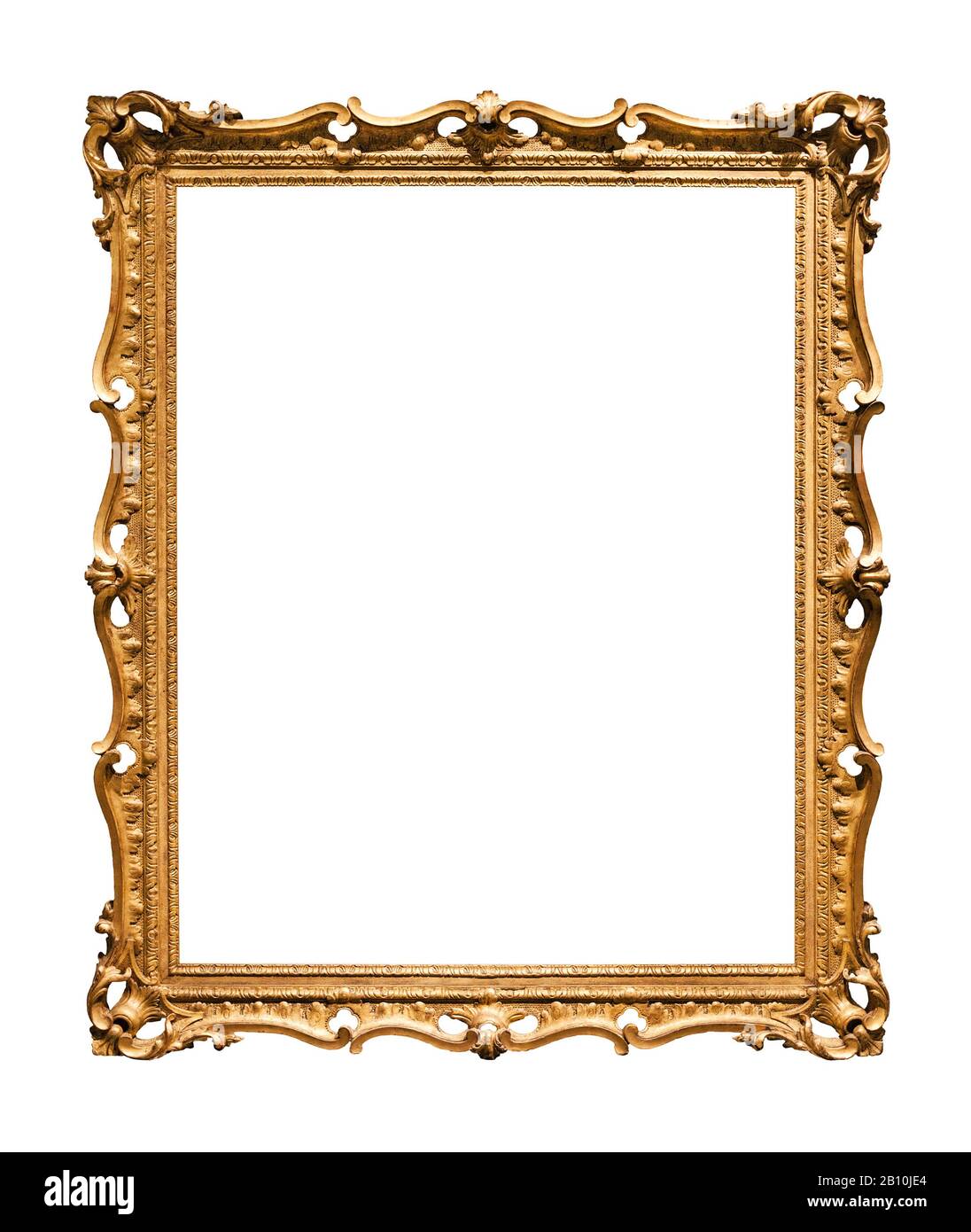 vertical narrow baroque wooden painting frame with cutout canvas ...