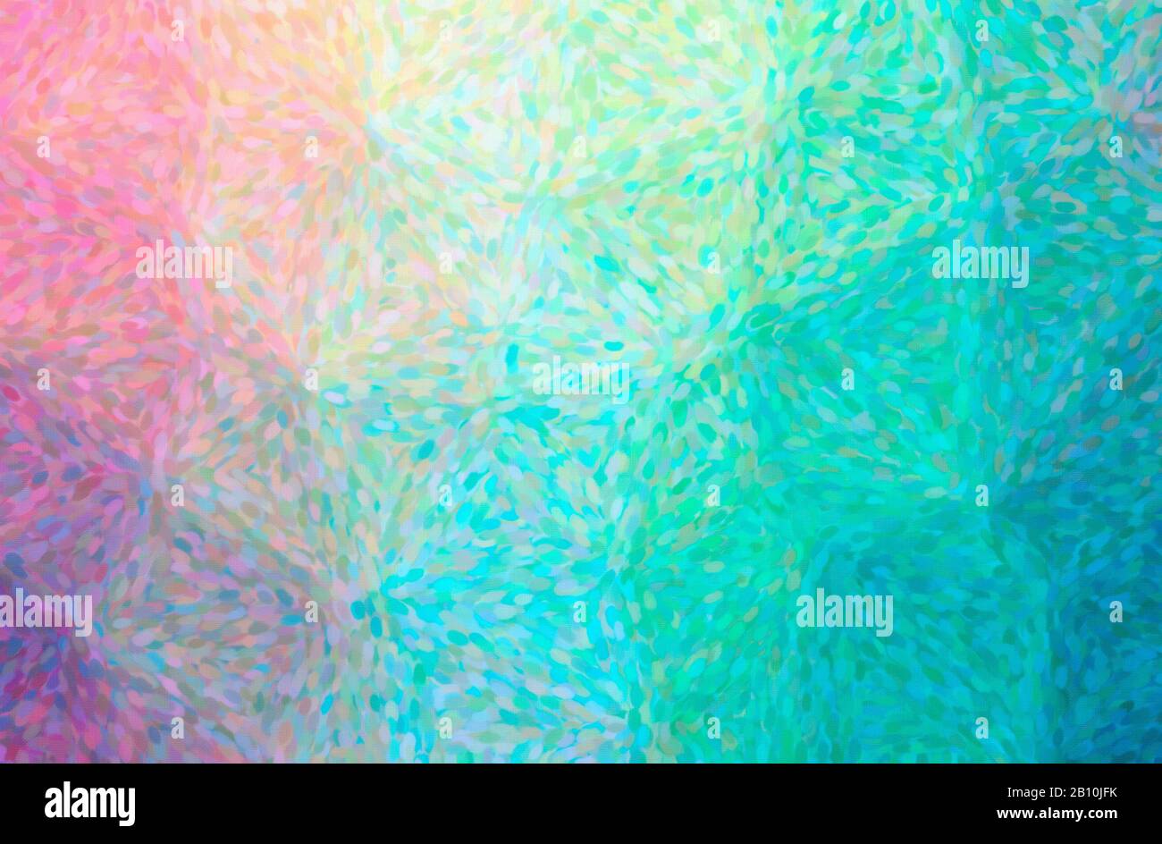 Abstract illustration of blue, green, yellow and purple Impressionist ...