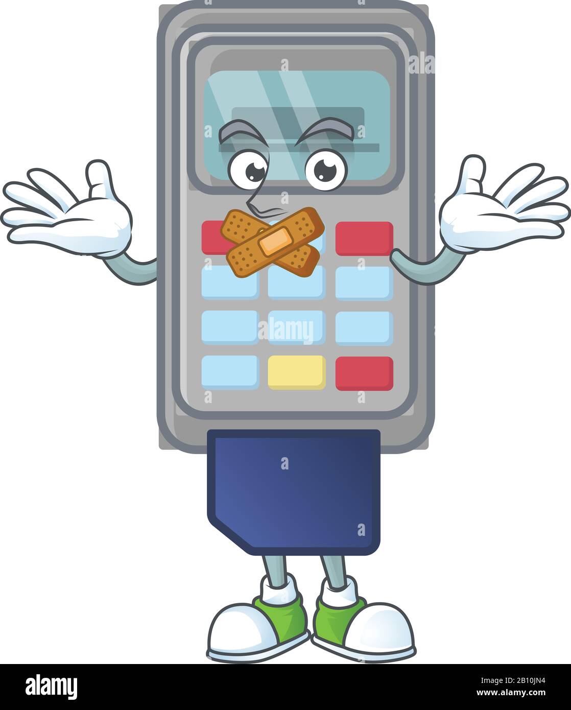 mascot cartoon character design of POS machine making a silent gesture ...