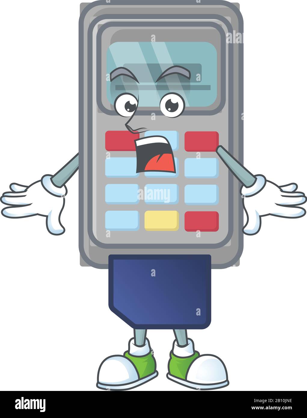 cartoon character design of POS machine with a surprised gesture Stock ...