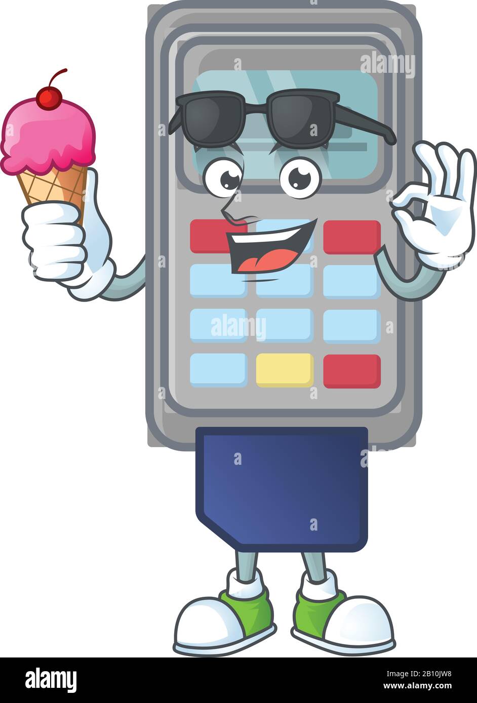 POS machine mascot cartoon style eating an ice cream Stock Vector Image ...
