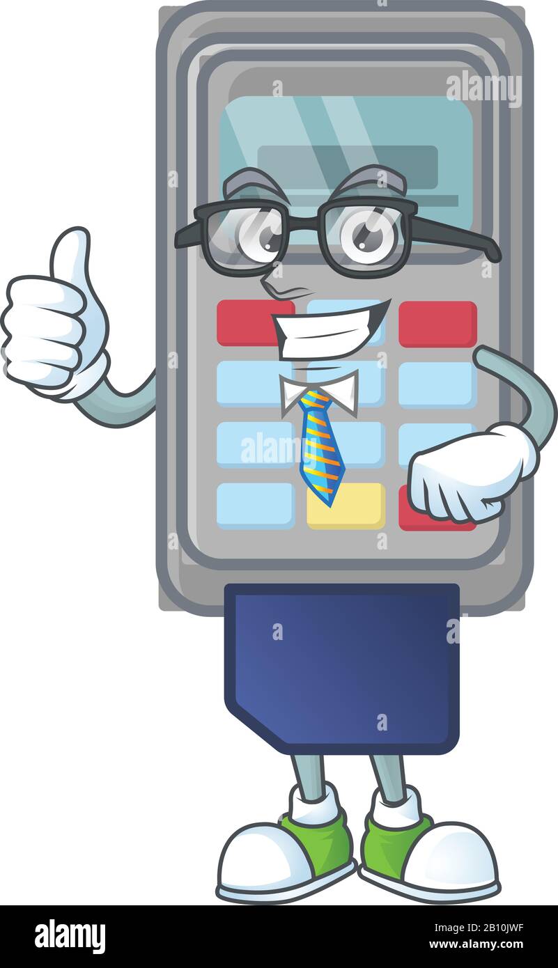 POS machine cartoon successful Businessman wearing glasses Stock Vector ...