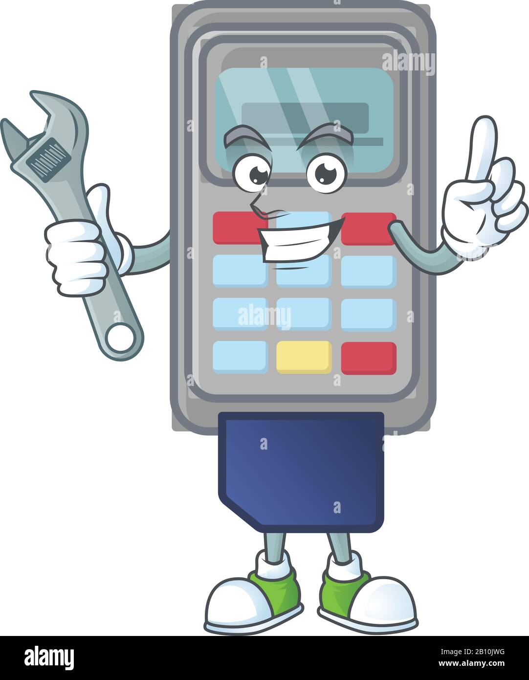 happily Mechanic POS machine cartoon character design Stock Vector ...