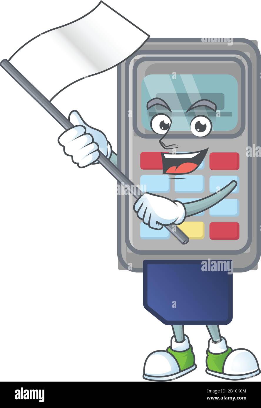 Funny POS machine cartoon character design with a flag Stock Vector ...