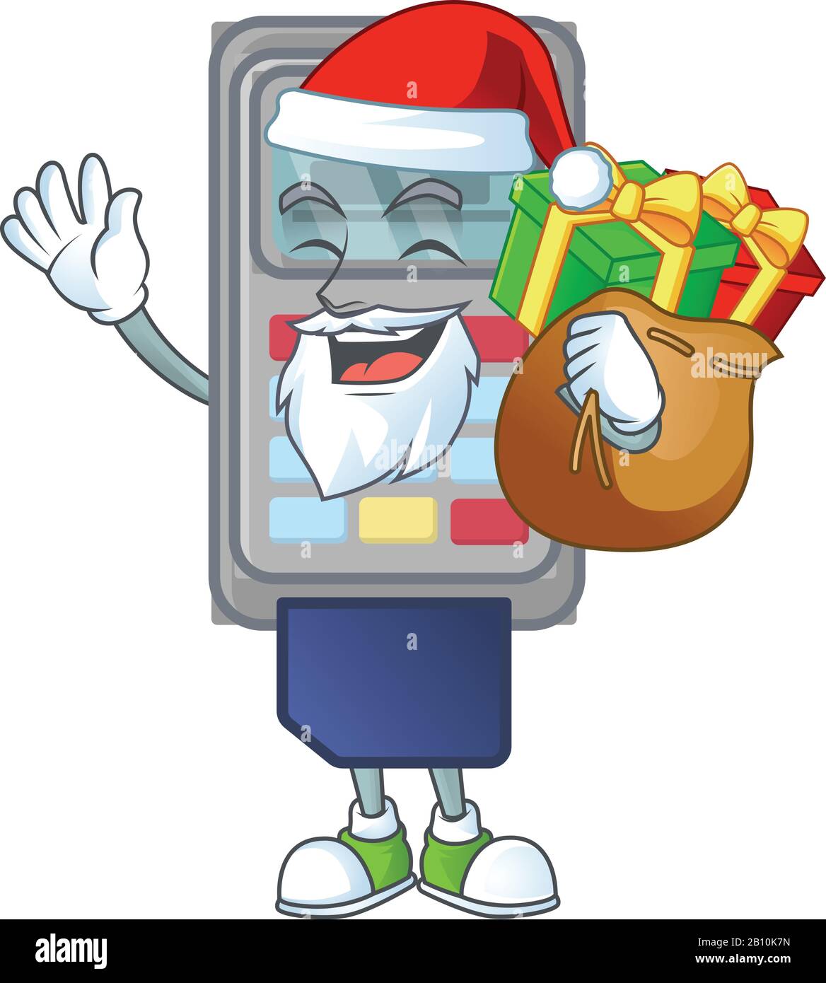 Santa POS machine Cartoon design having a sack of gifts Stock Vector ...