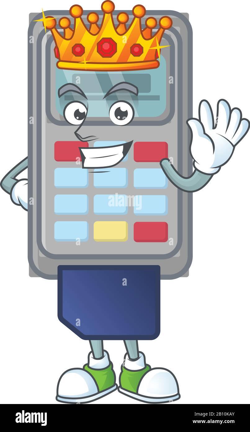 A dazzling of POS machine stylized of King on cartoon mascot design ...