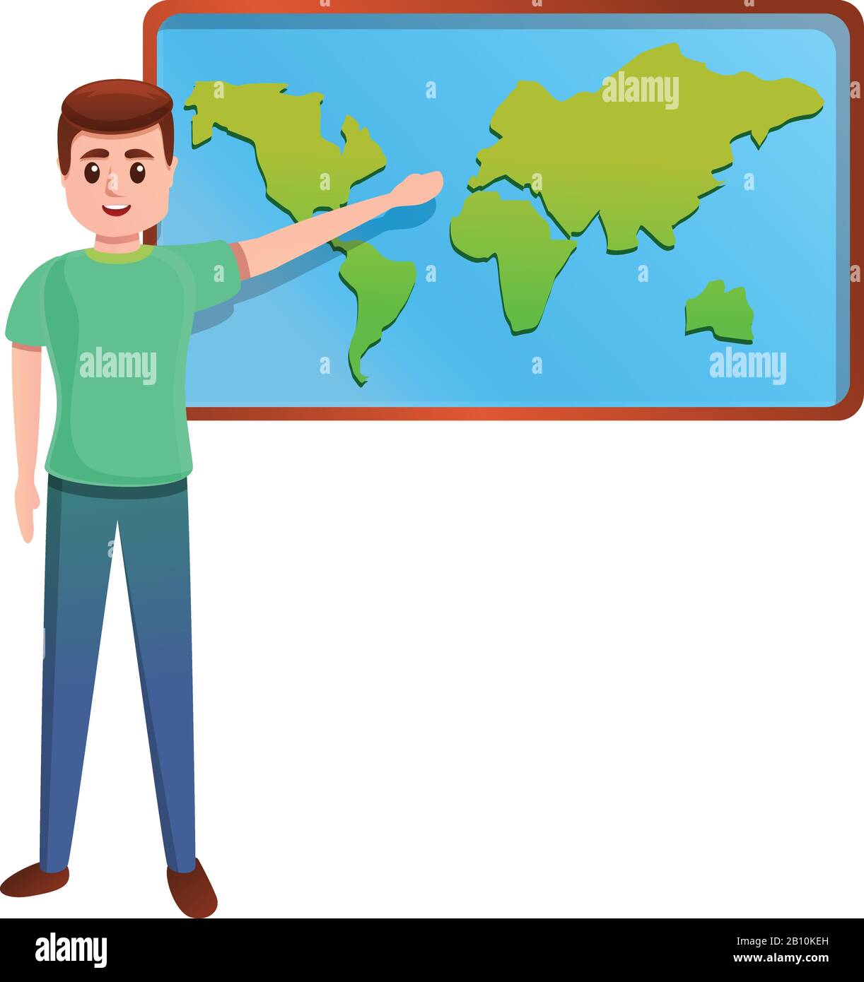 Student show global map icon. Cartoon of student show global map vector ...