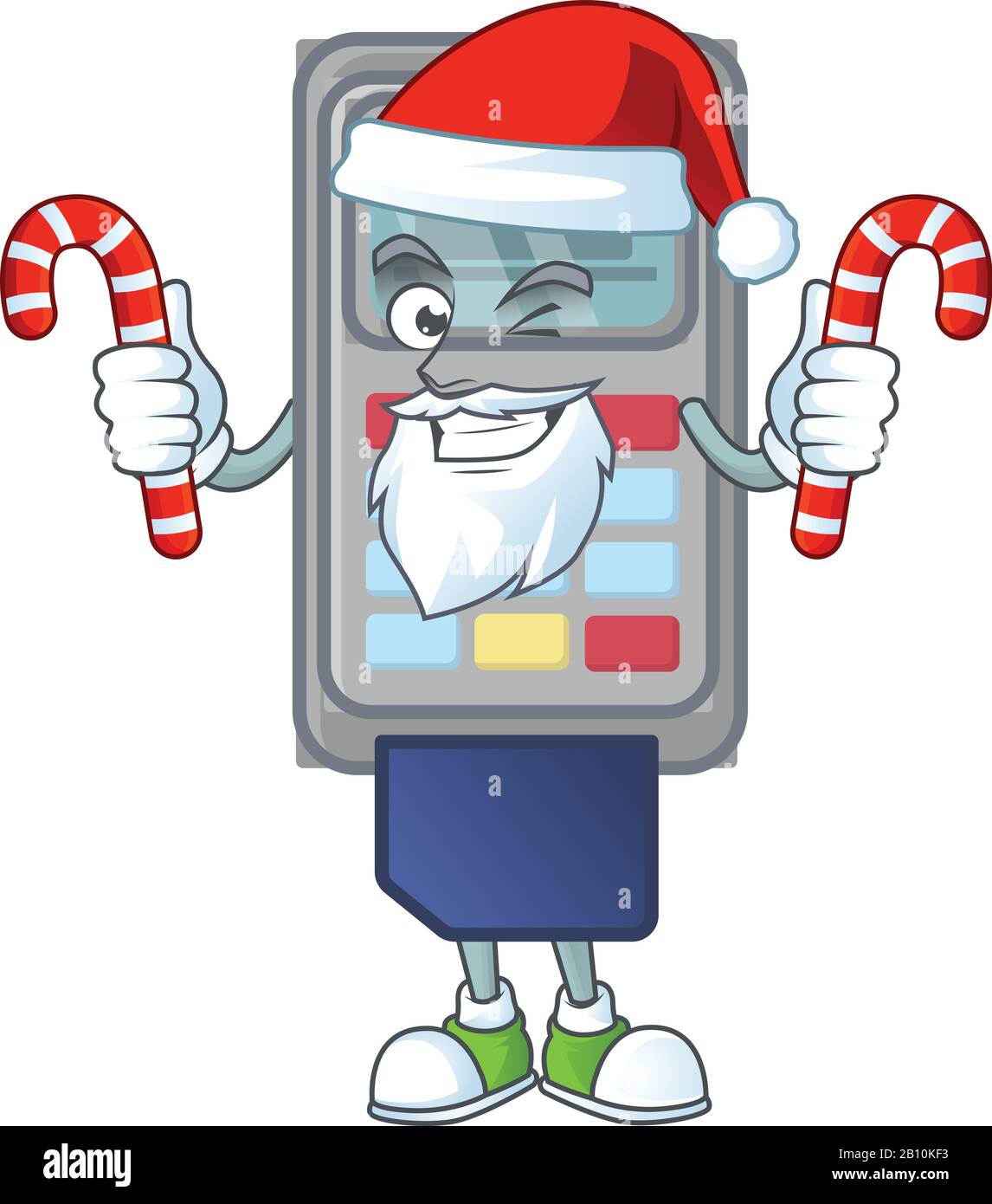cartoon mascot style of POS machine in Santa costume with candy Stock ...