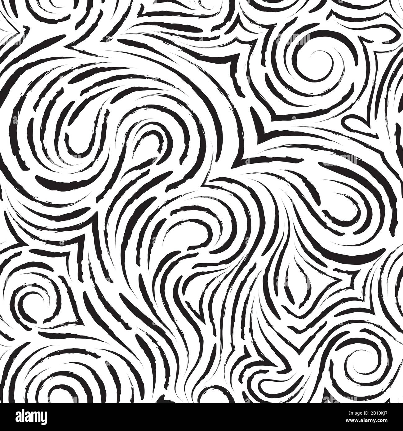 Abstract vector seamless pattern of black color from lines in the form ...