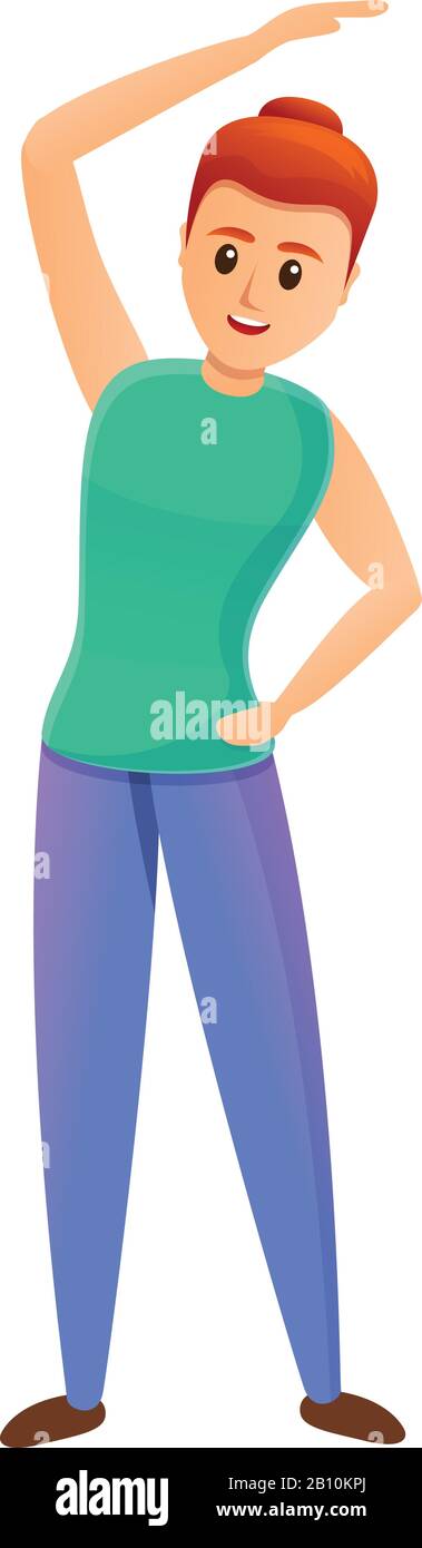 Woman morning exercise icon. Cartoon of woman morning exercise vector ...
