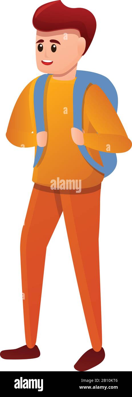 Modern student boy icon. Cartoon of modern student boy vector icon for ...
