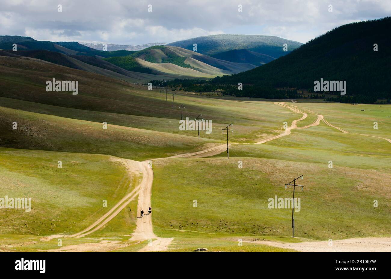Cycling in the Mongolian steppe, Mongolia Stock Photo - Alamy