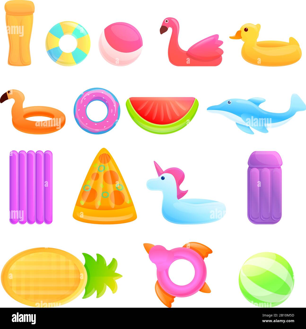 Inflatable mattress icons set. Cartoon set of inflatable mattress ...