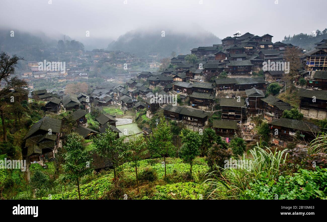 Traditional village of the Miao indigenous people, XiJiang, Guizhou ...