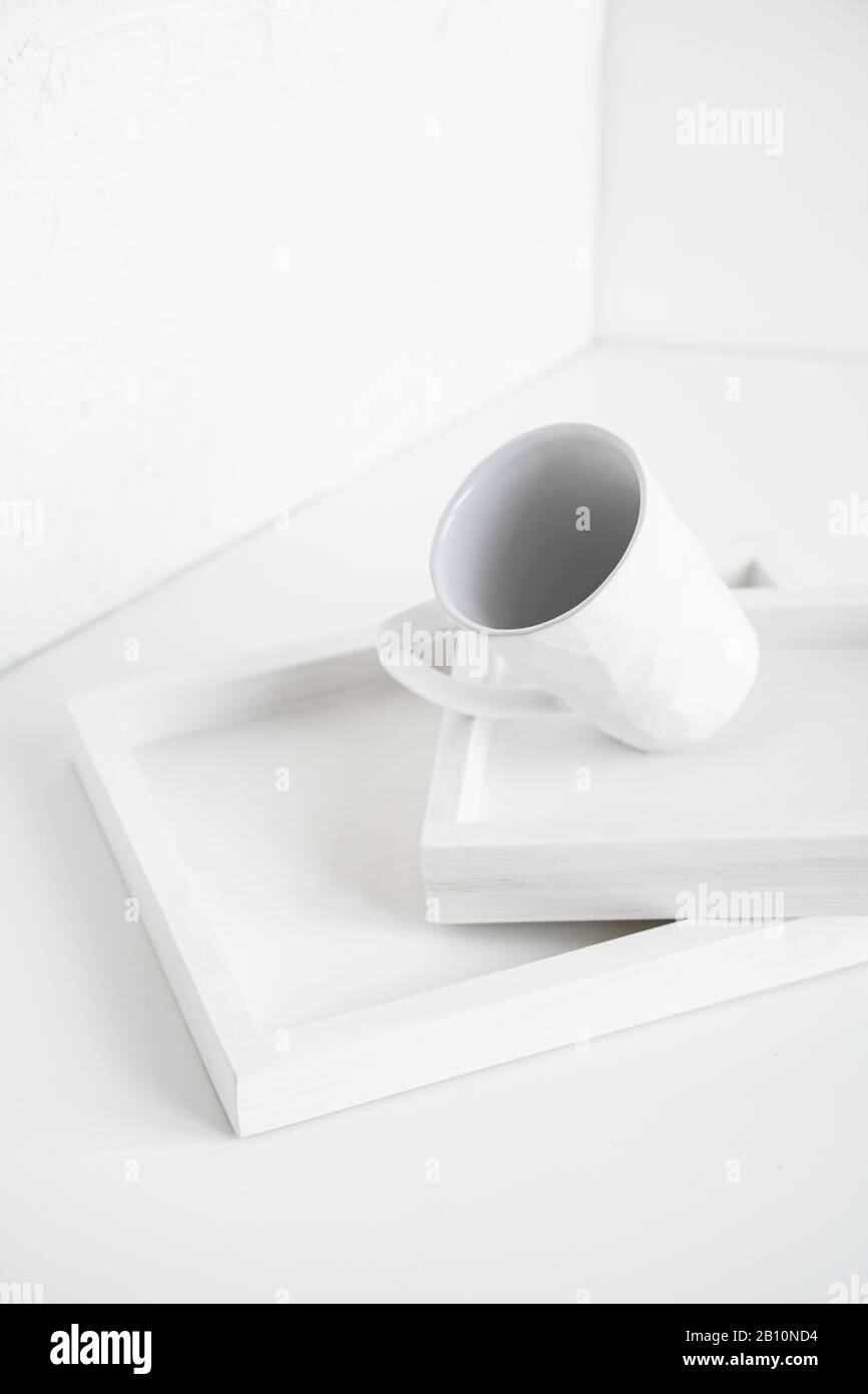 Abstract collection of different white objects, modern minimal decor ...