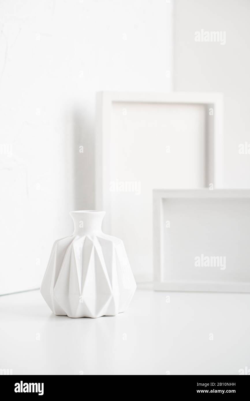 Abstract collection of different white objects, modern minimal decor ...