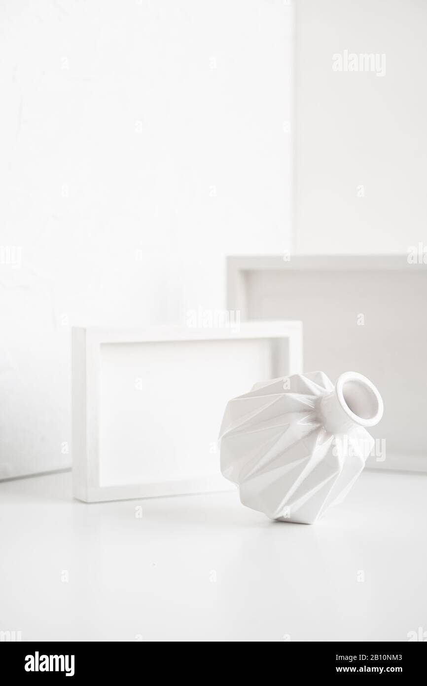 Abstract collection of different white objects, modern minimal decor ...