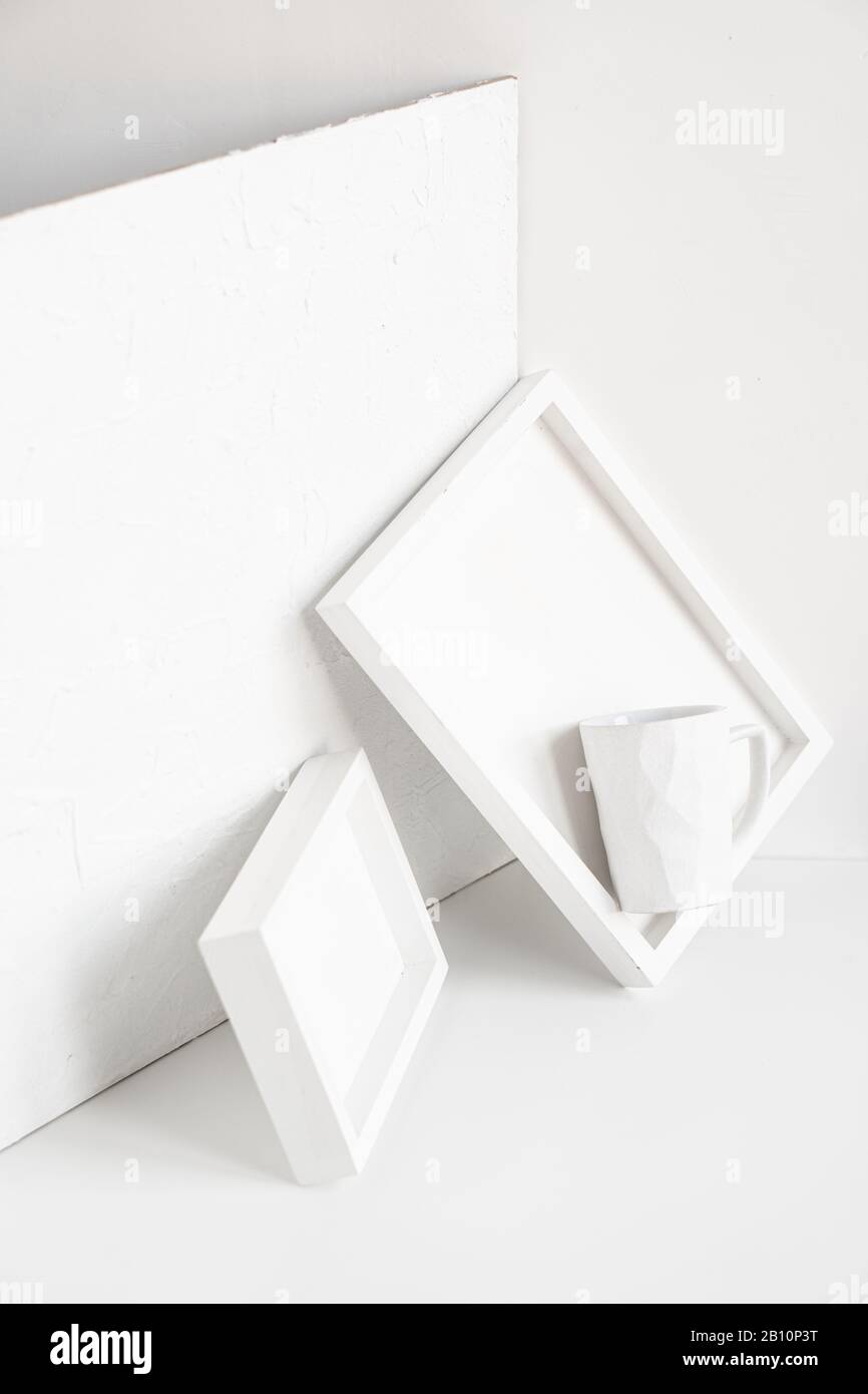 Abstract collection of different white objects, modern minimal decor ...