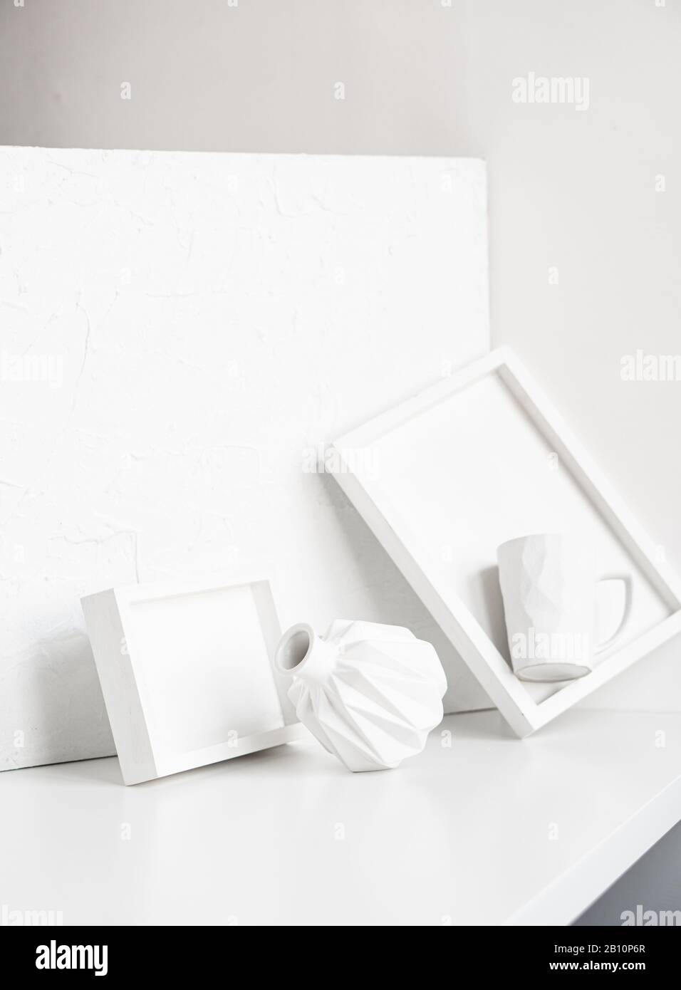 Abstract collection of different white objects, modern minimal decor ...