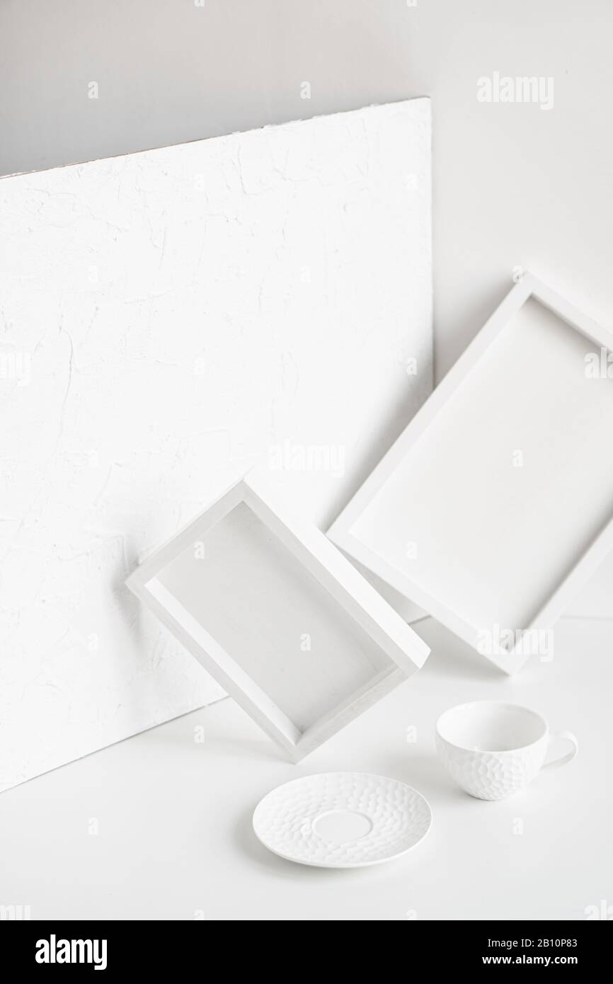 Abstract collection of different white objects, modern minimal decor ...