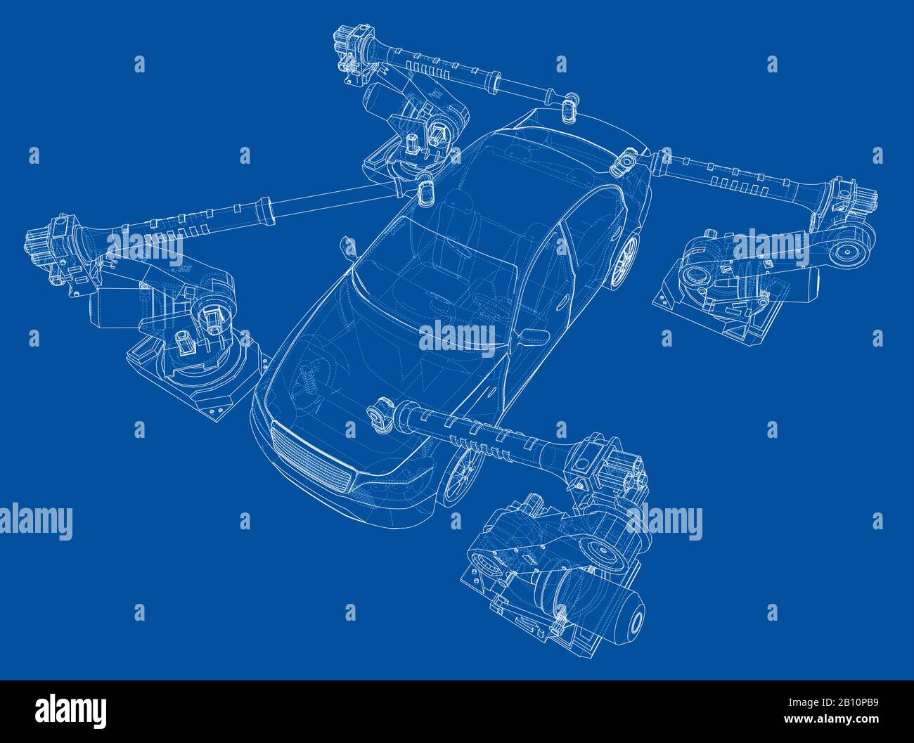 Assembly of motor vehicle. Robotic equipment makes Assembly of car ...