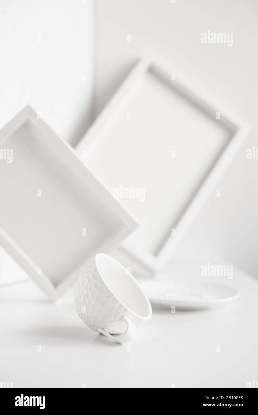 Abstract collection of different white objects, modern minimal decor ...