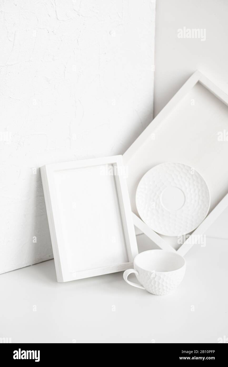 Abstract collection of different white objects, modern minimal decor ...