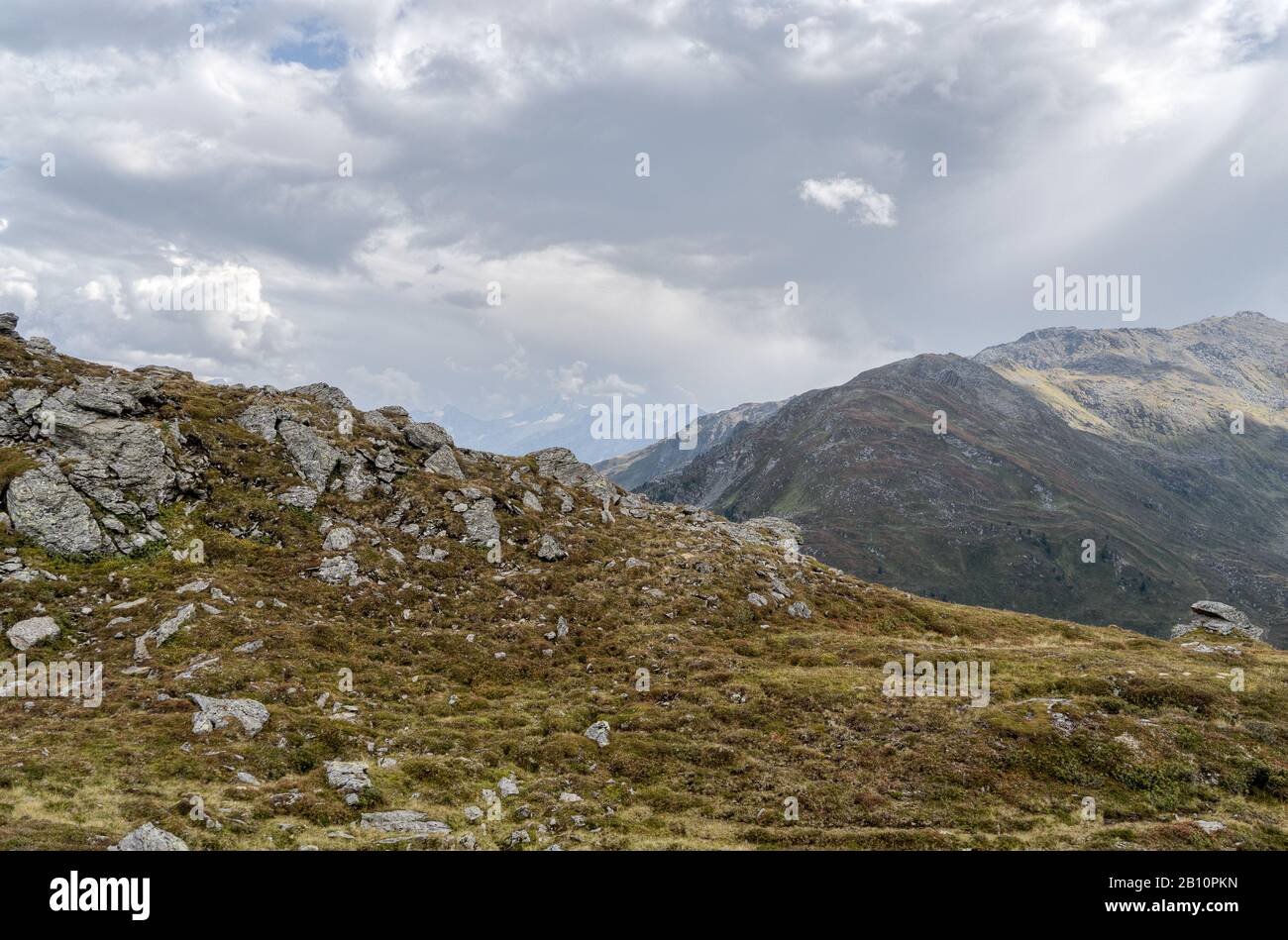 Green hils and mountains in Alps for trekking and hiking Stock Photo ...
