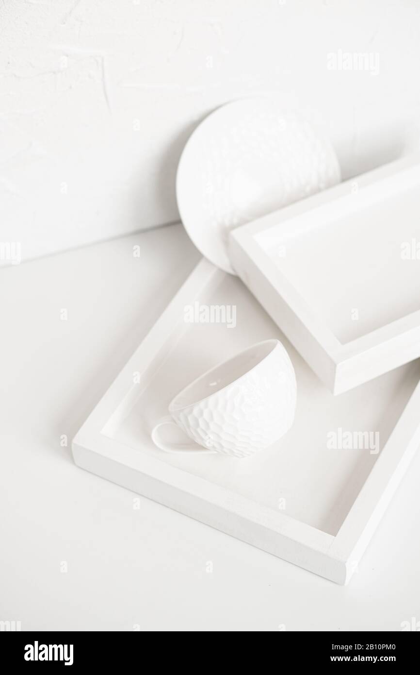 Abstract collection of different white objects, modern minimal decor ...
