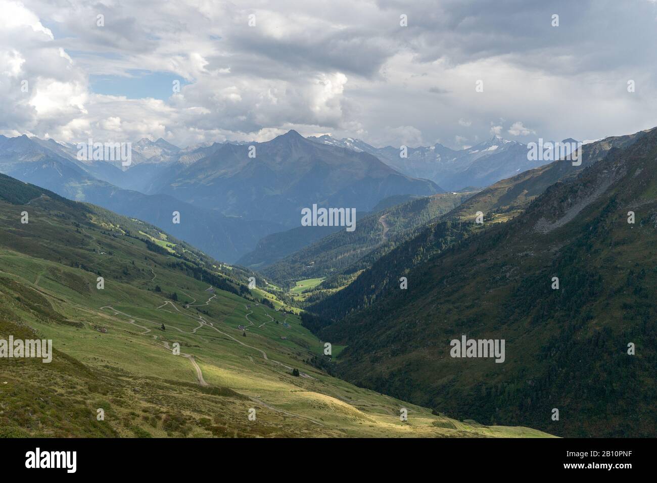 Green hils and mountains in Alps for trekking and hiking Stock Photo ...