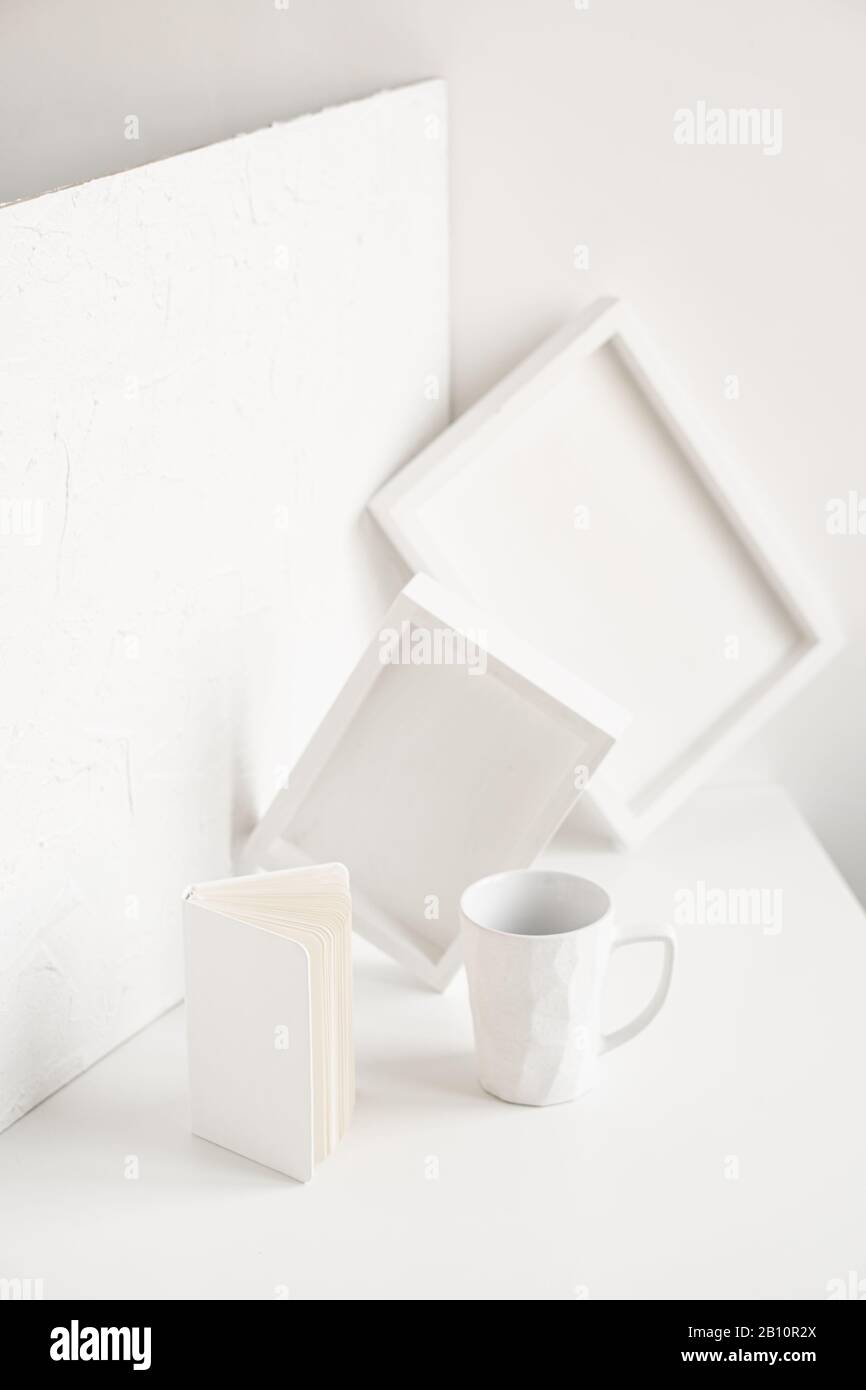 Abstract collection of different white objects, modern minimal decor ...