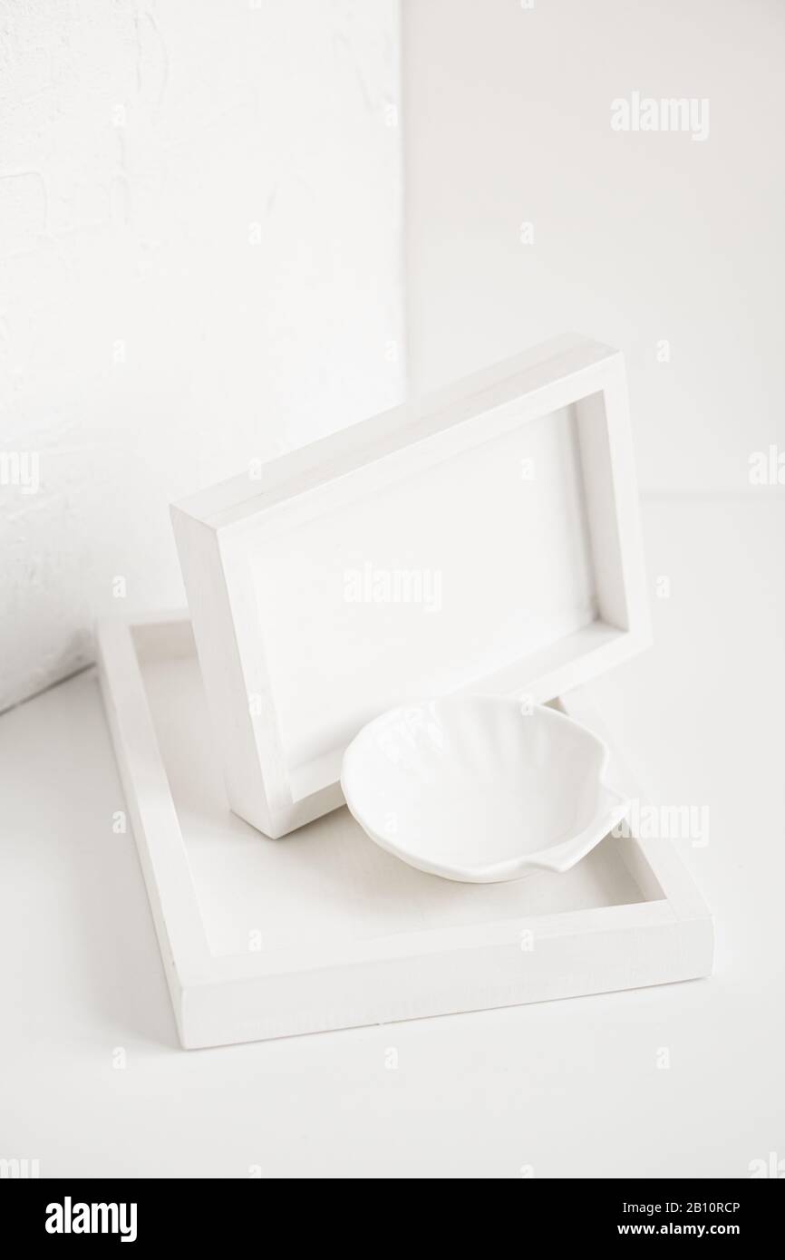 Abstract collection of different white objects, modern minimal decor ...