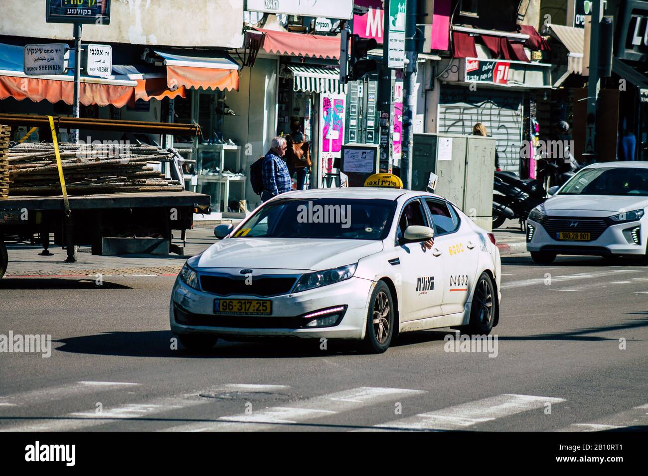 Tel Aviv Israel February 20, 2020 View of traditional Israeli taxi ...