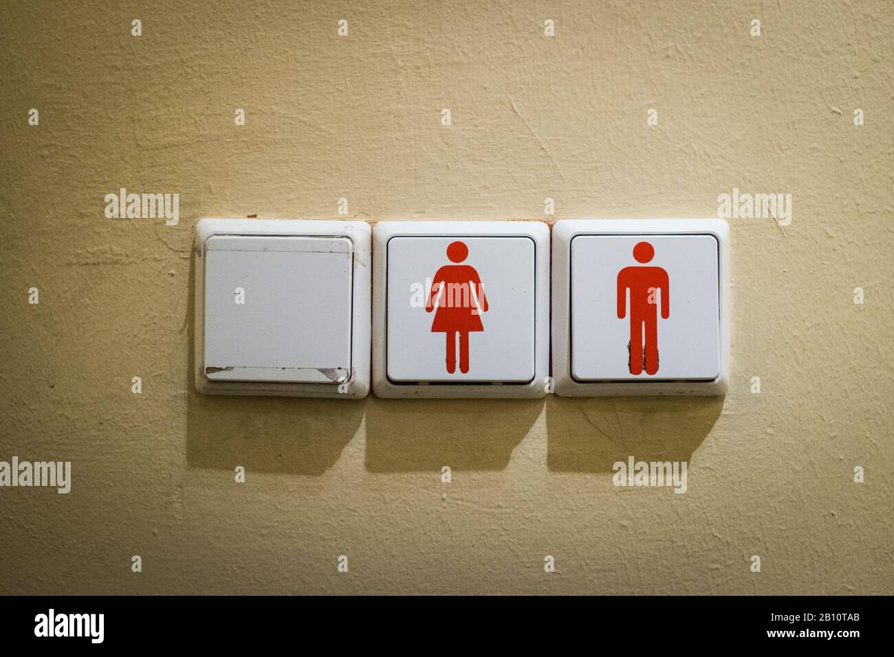 Switch with man and woman symbols Stock Photo - Alamy