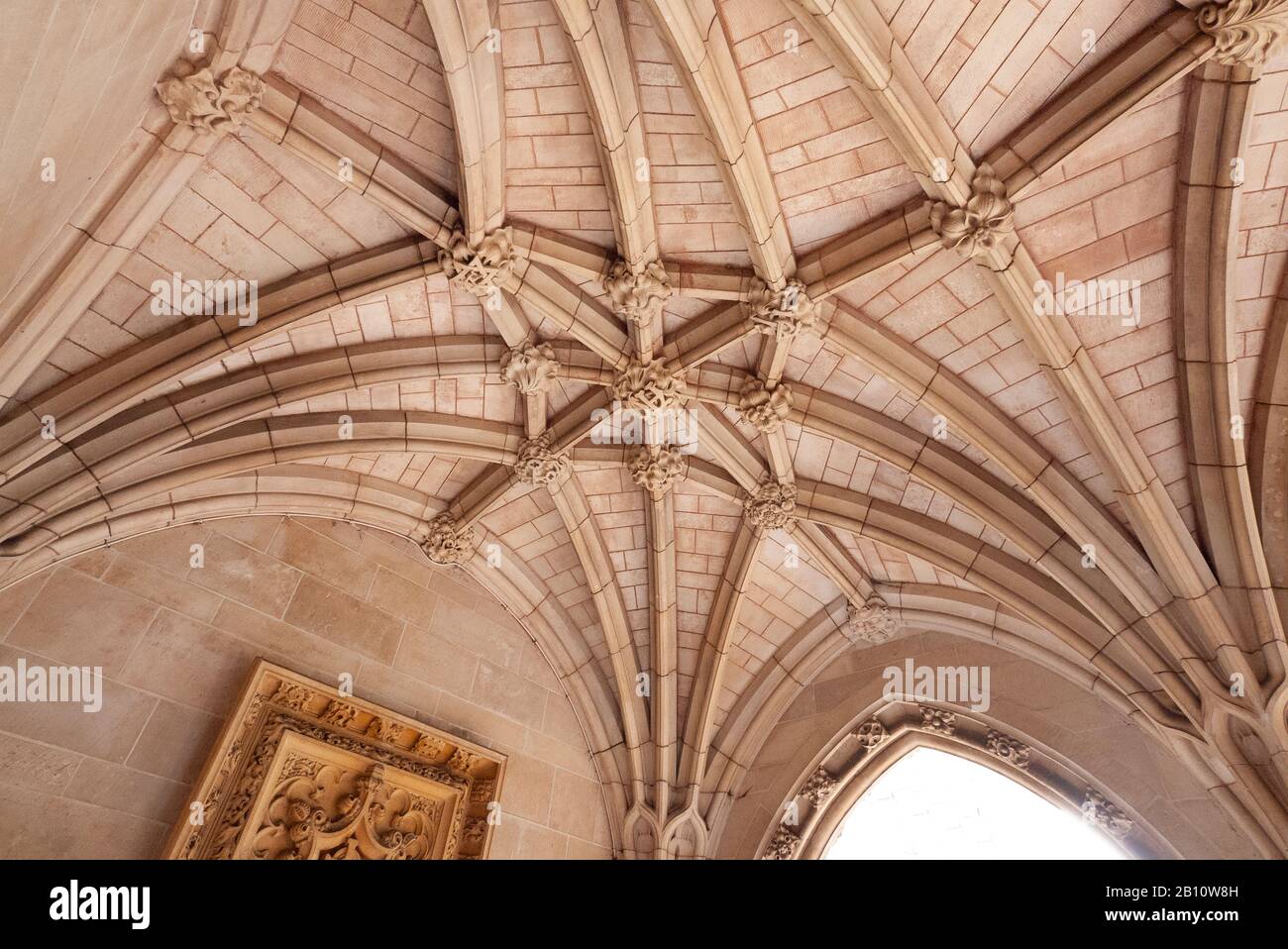 Carved ribbed stone ceiling in the porch of Saint Margaret's Church ...