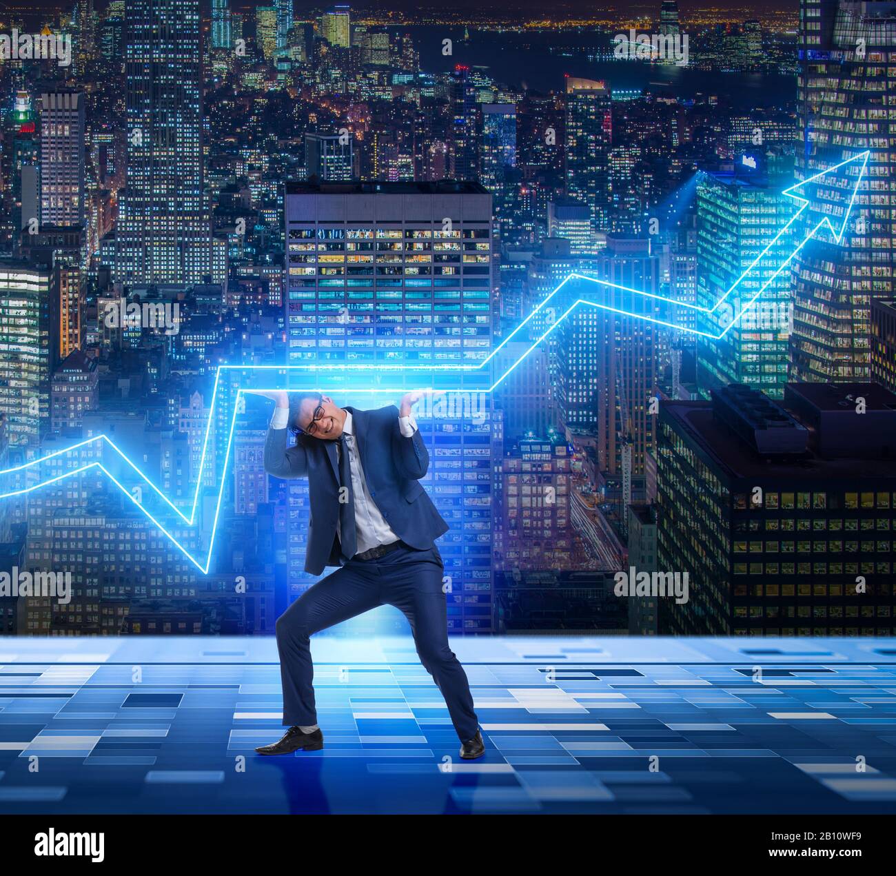 The businessman supporting increase in economy Stock Photo - Alamy