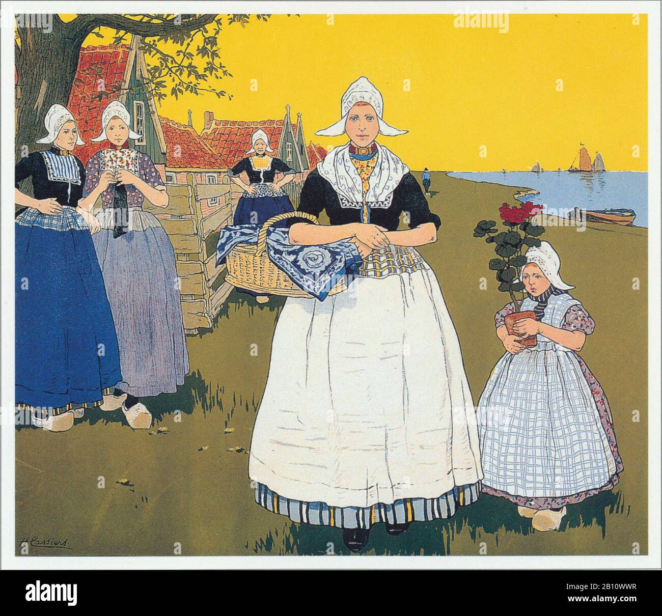 Volendam a - Illustration by Henri Cassiers (1858 - 1944 Stock Photo ...