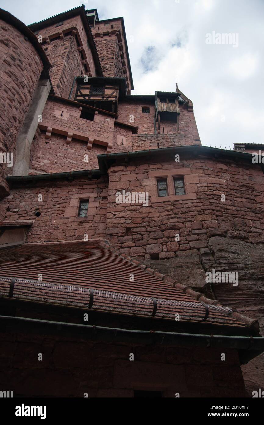 Old middle ages castle walls in Alsace tourism Stock Photo - Alamy