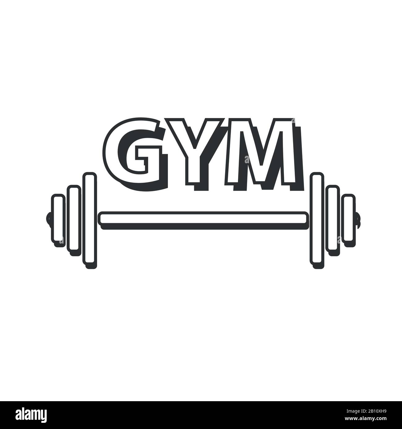 Gym sign with dumbbell. Gym sign with dumbbell on white background ...
