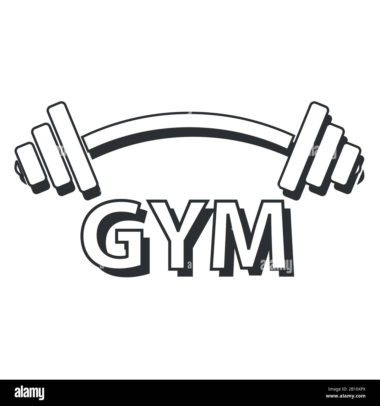 Gym sign with dumbbell. Gym sign with dumbbell on white background ...