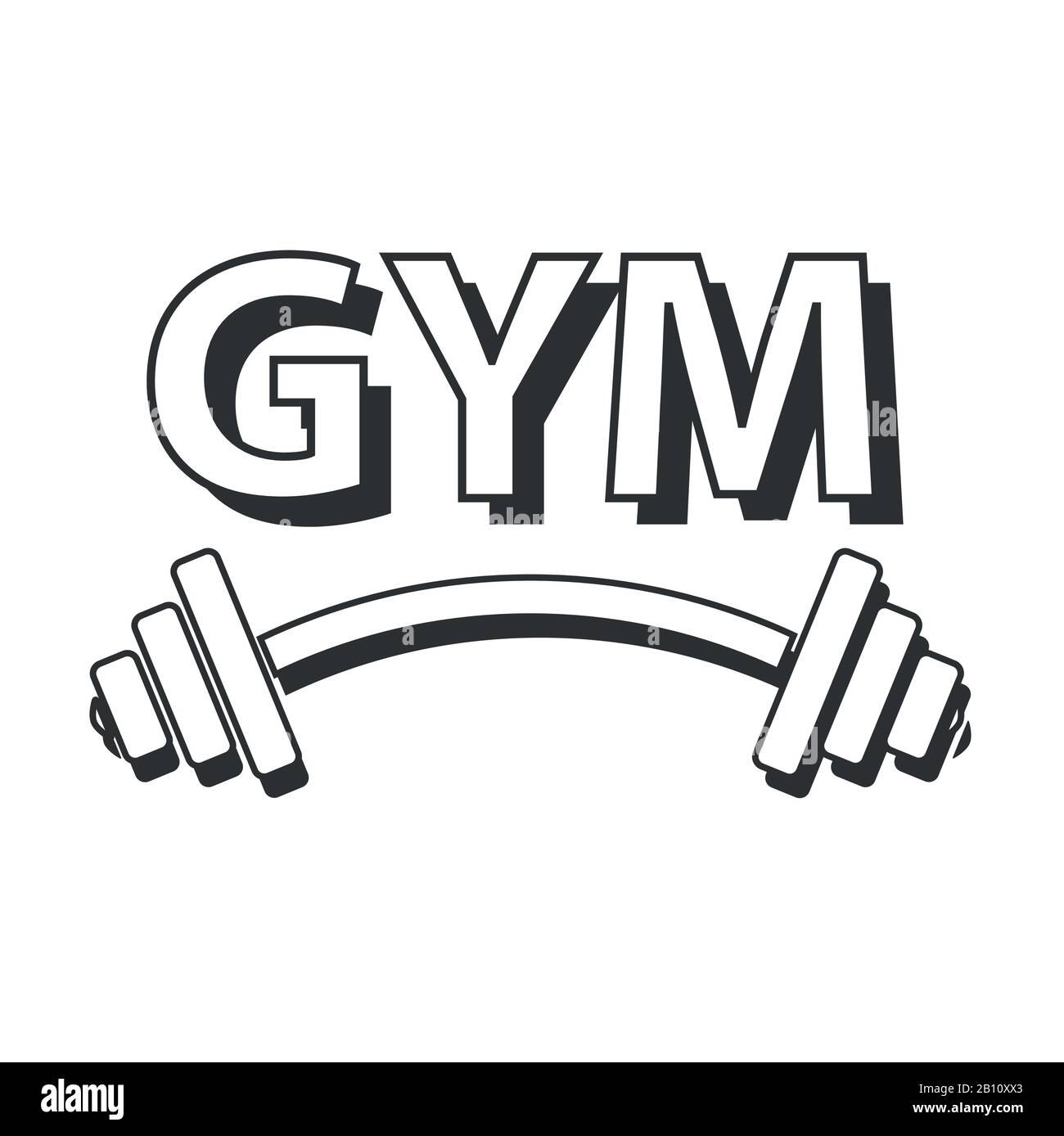 Gym sign with dumbbell. Gym sign with dumbbell on white background ...