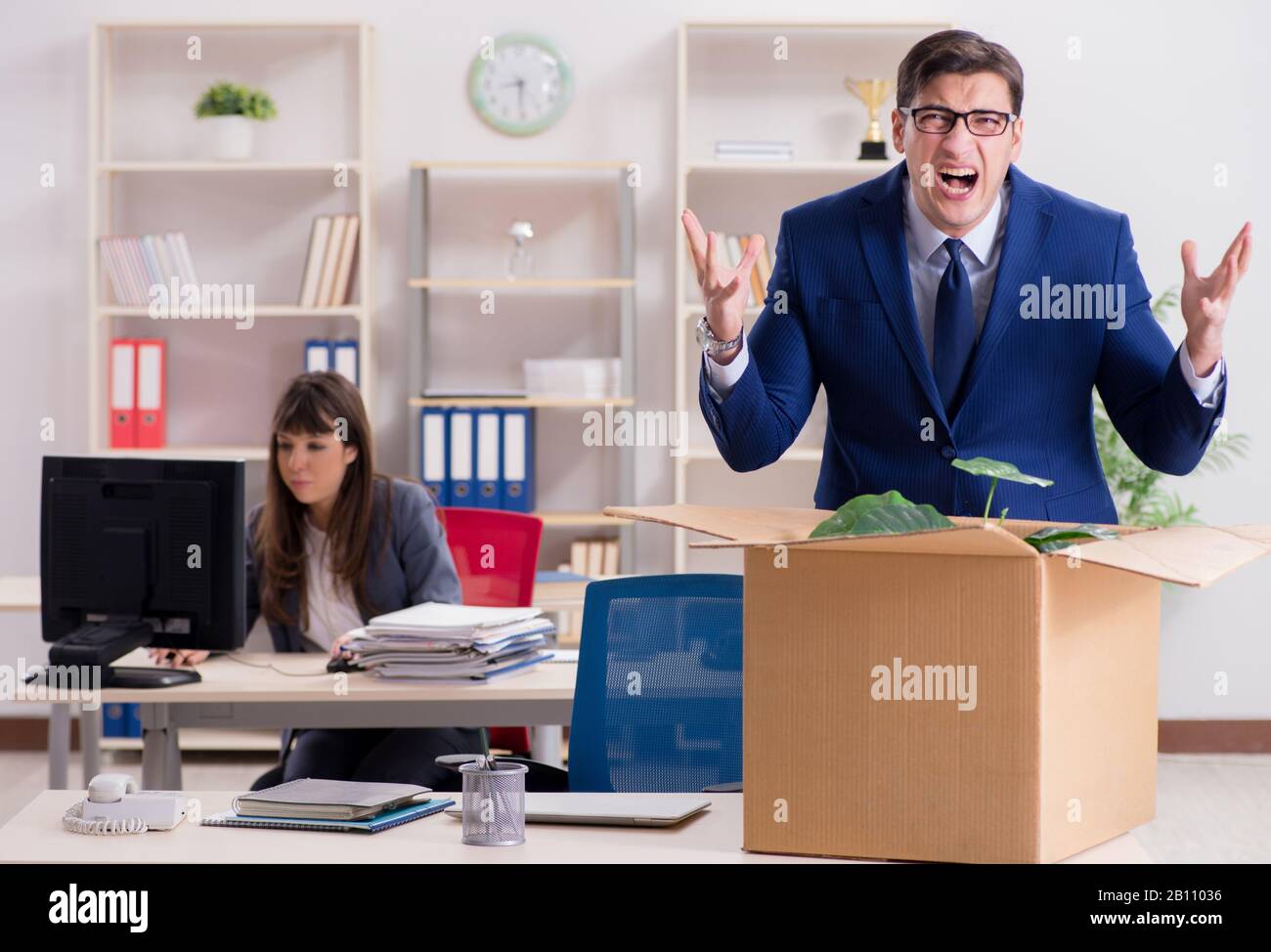 The person being fired from his work Stock Photo - Alamy