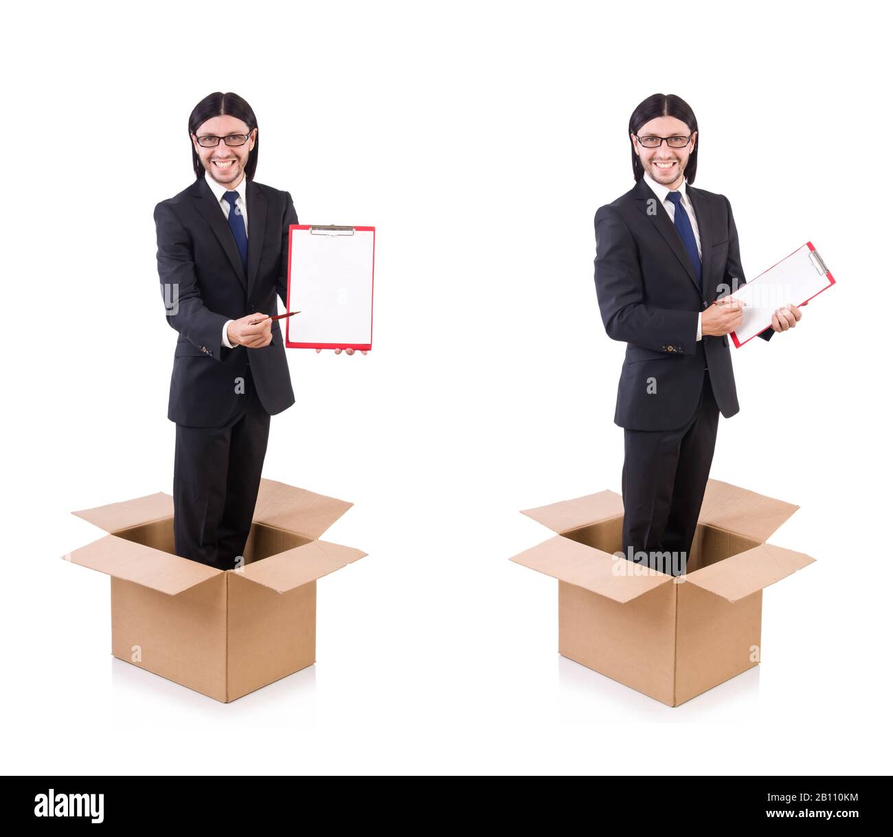 The young businessman in thinking out of box concept Stock Photo - Alamy