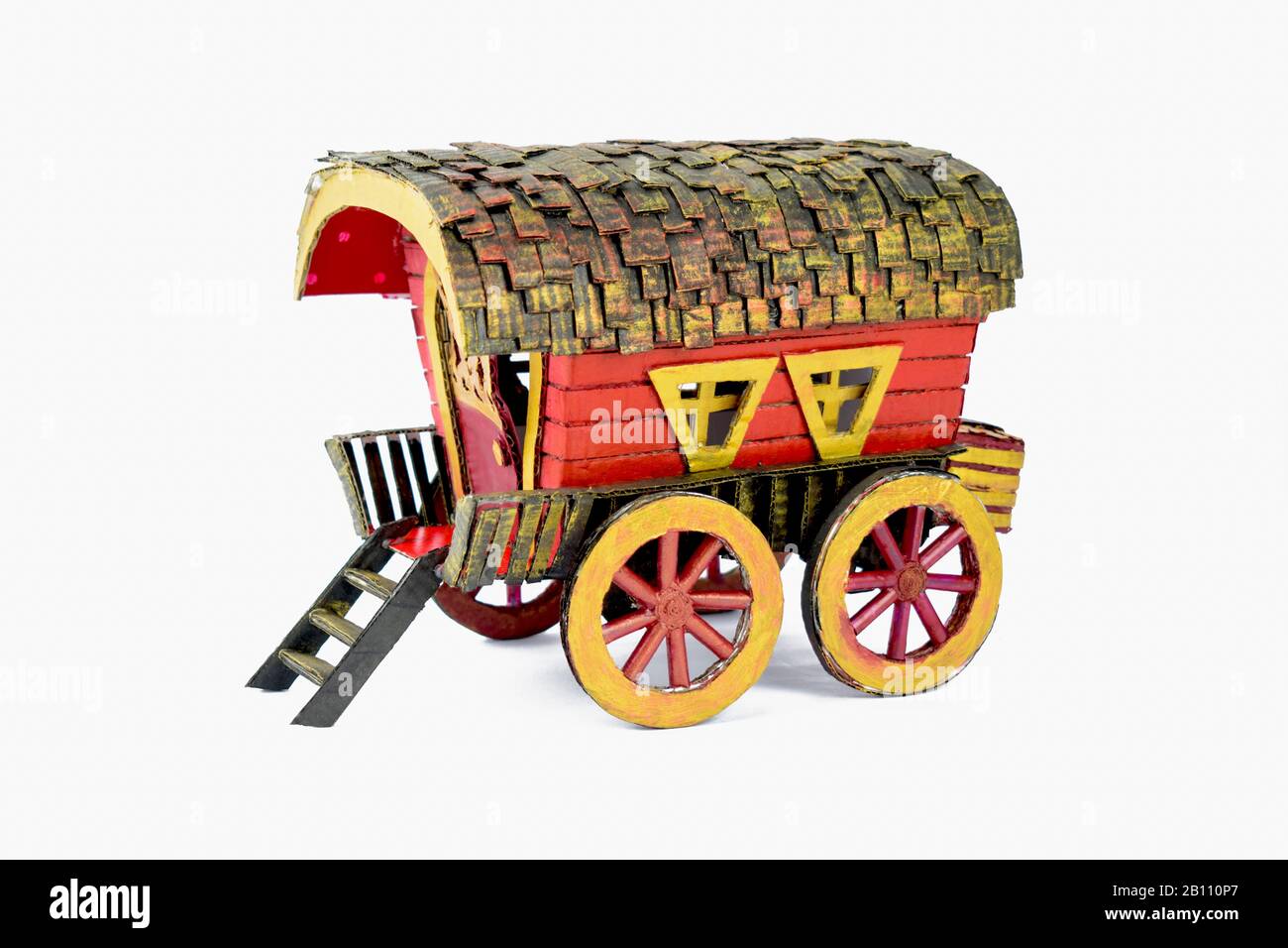 Beautiful cardboard crafted carriage without a horse isolated on a ...